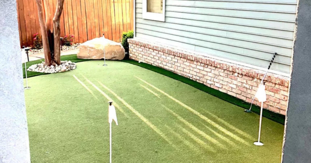 A small golf play area in backyard - FusionTurf